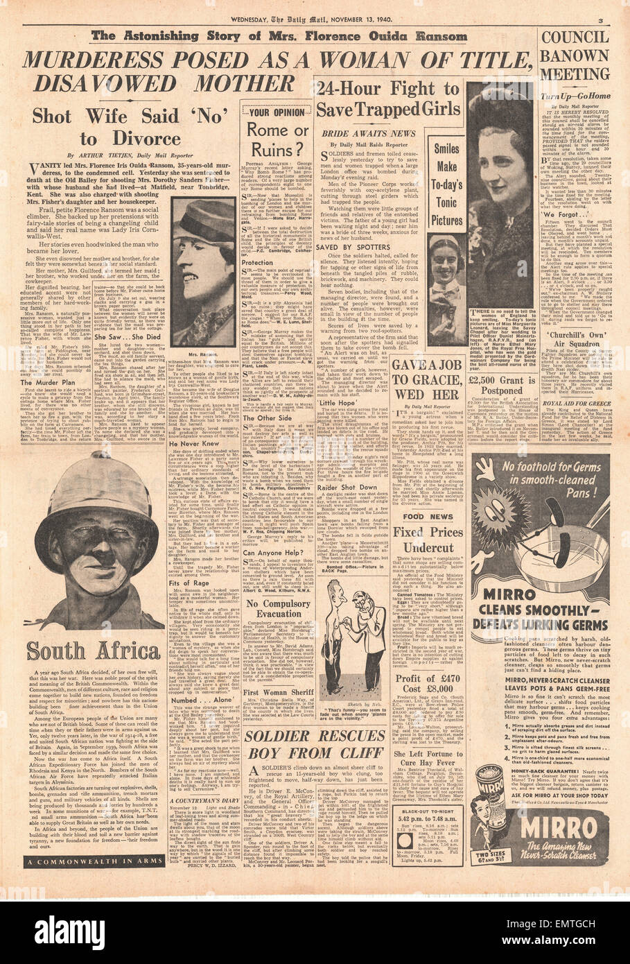 1940 page 3 Daily Mail Florence Ransom sentenced to death at murder ...