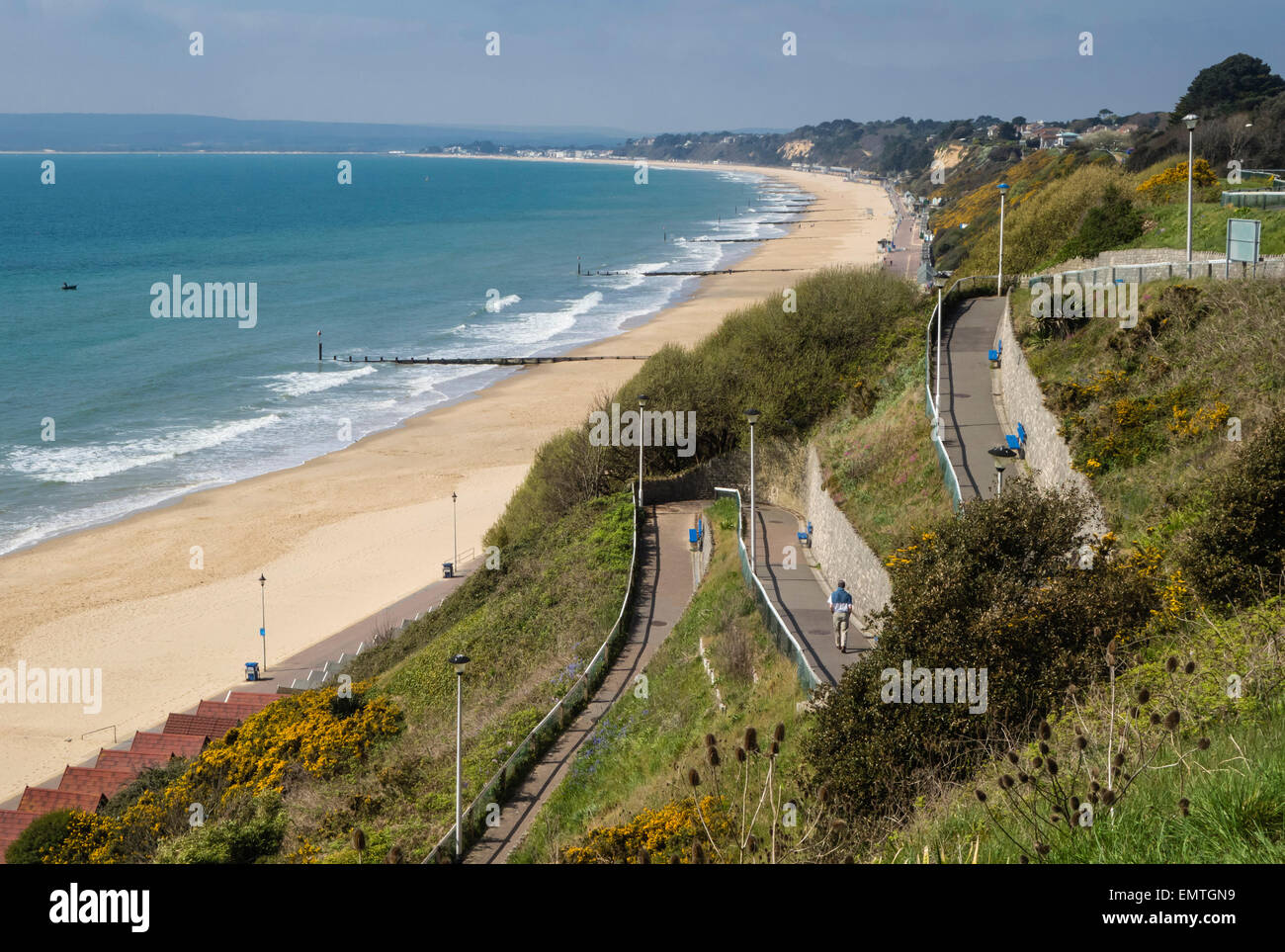 Bournemouth West Beach and Cliffs, Poole Bay, Dorset, England, UK Stock ...
