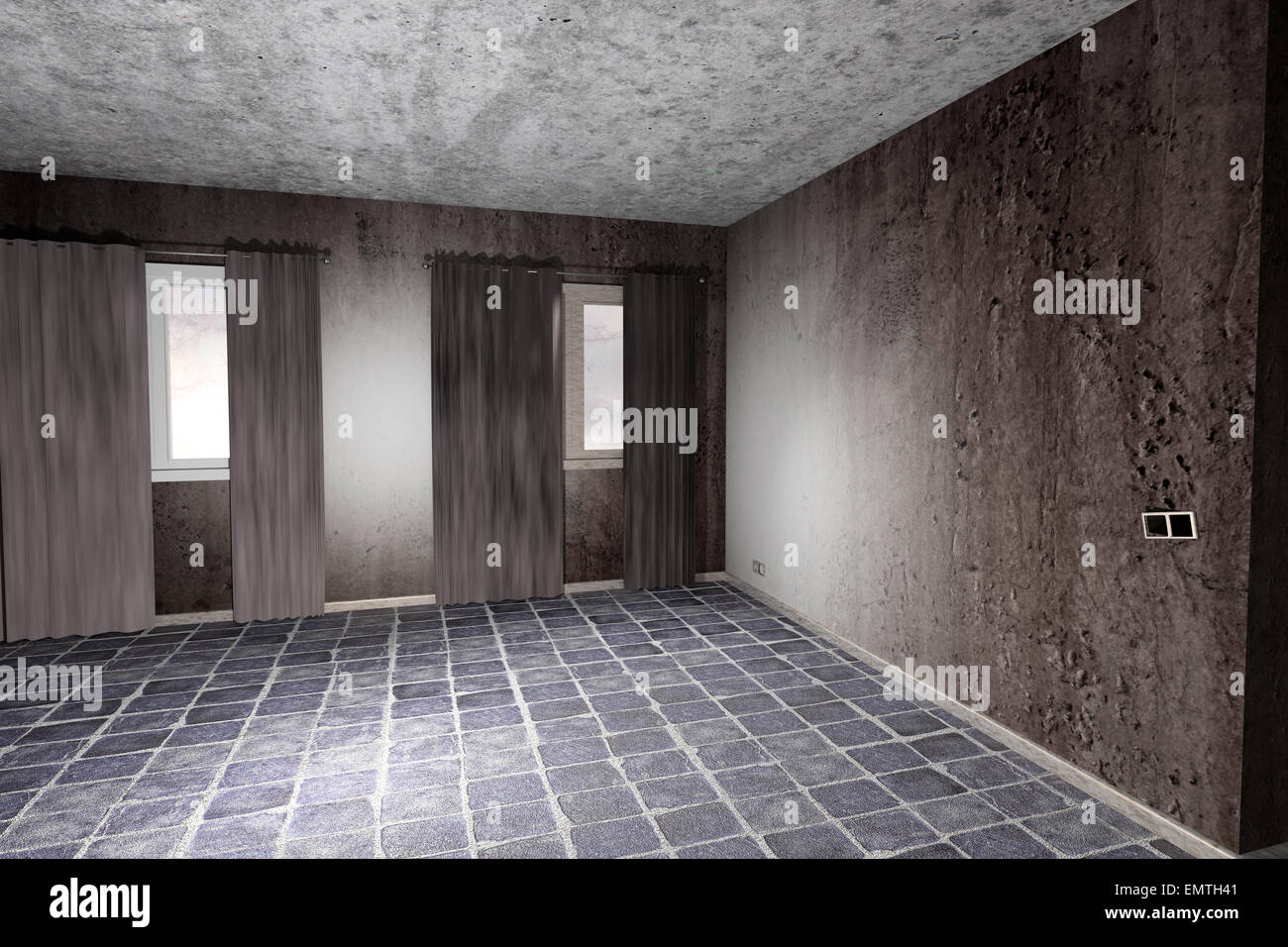3d rendering of an abandoned and dirty room Stock Photo - Alamy