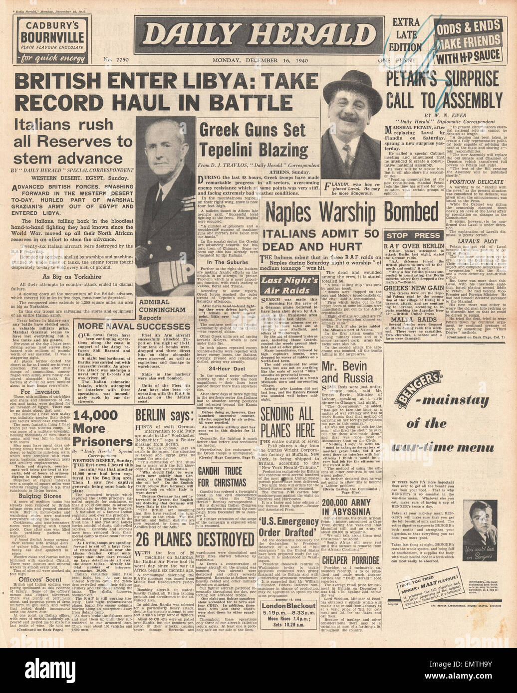 1940 Daily Herald Front Page High Resolution Stock Photography and ...