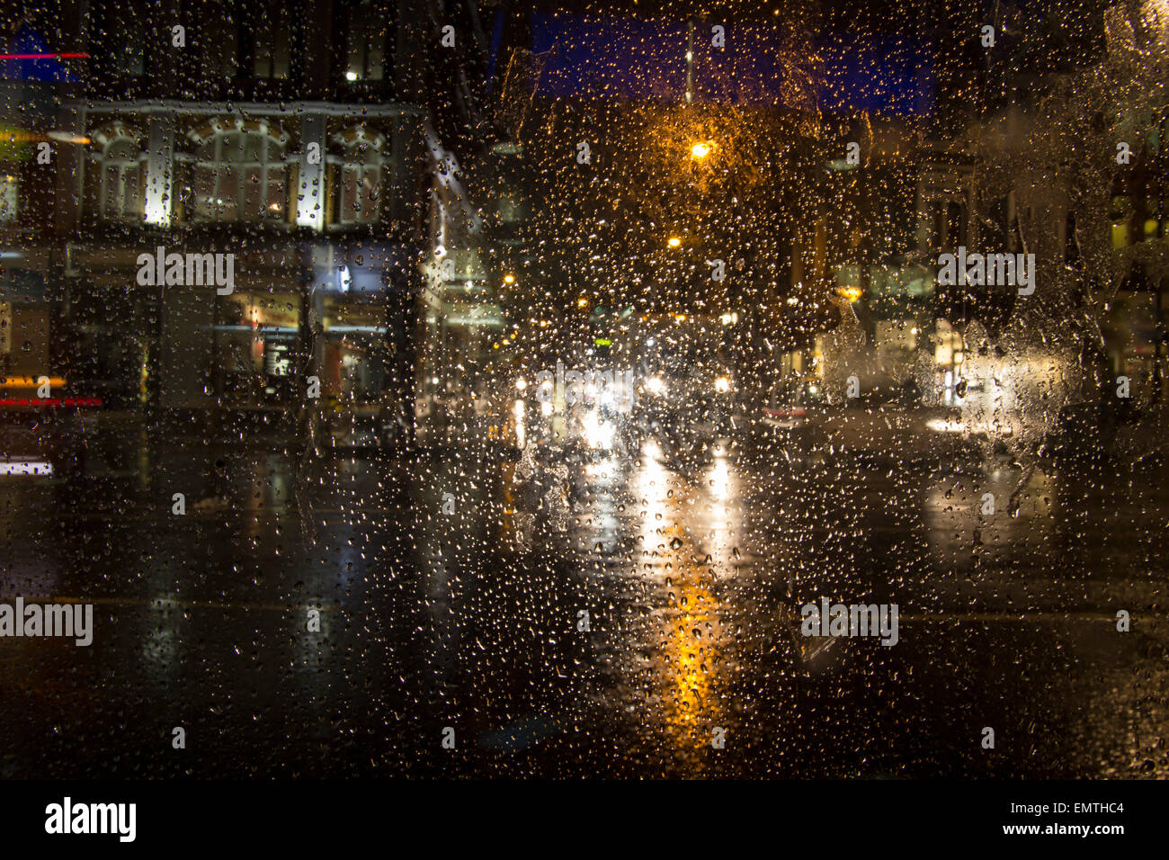 street lights through rainy window Stock Photo - Alamy