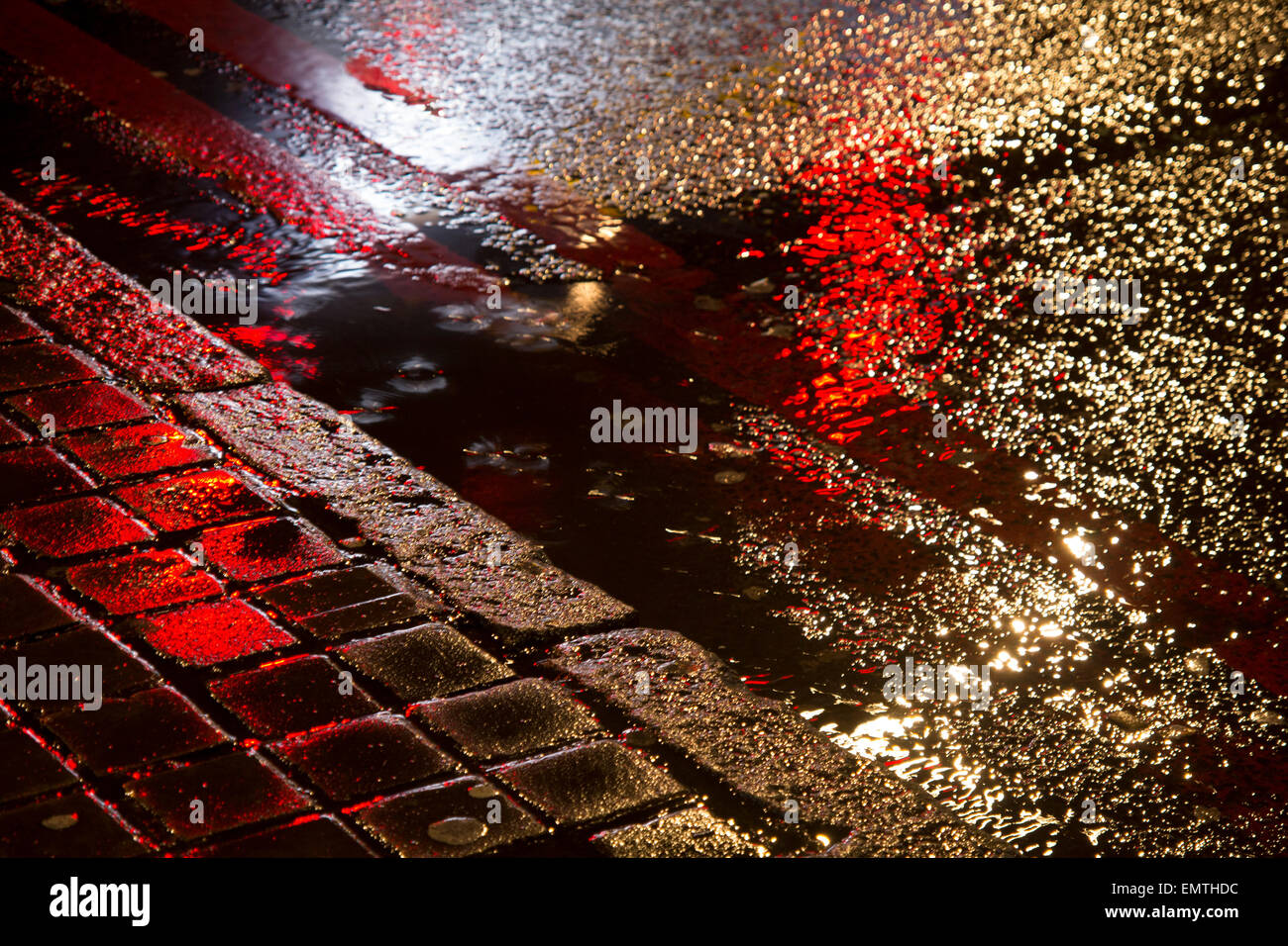 Soho puddle at night Stock Photo - Alamy