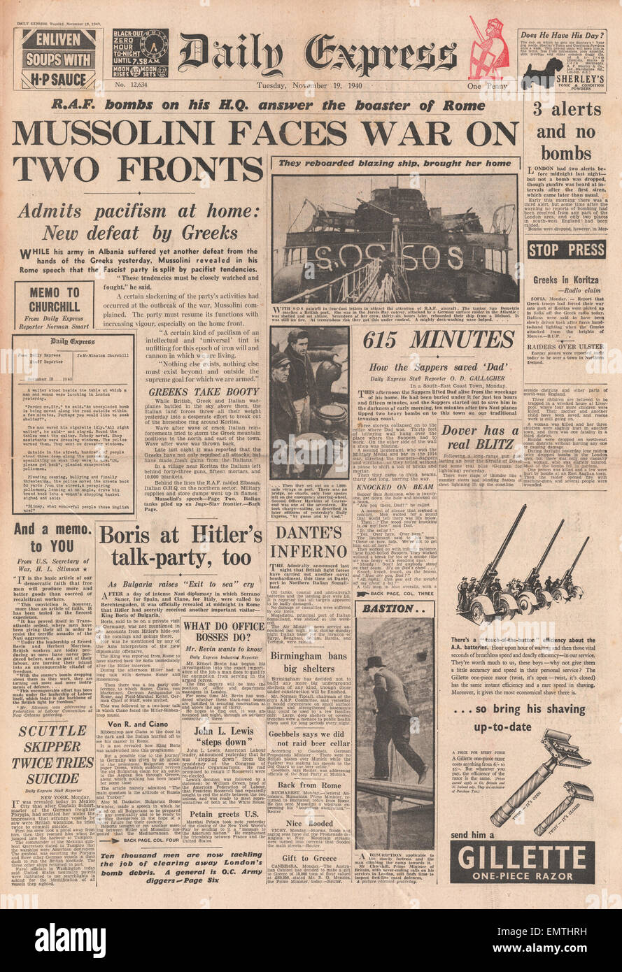 1940 world war two world war 2 newspaper headline hi-res stock ...