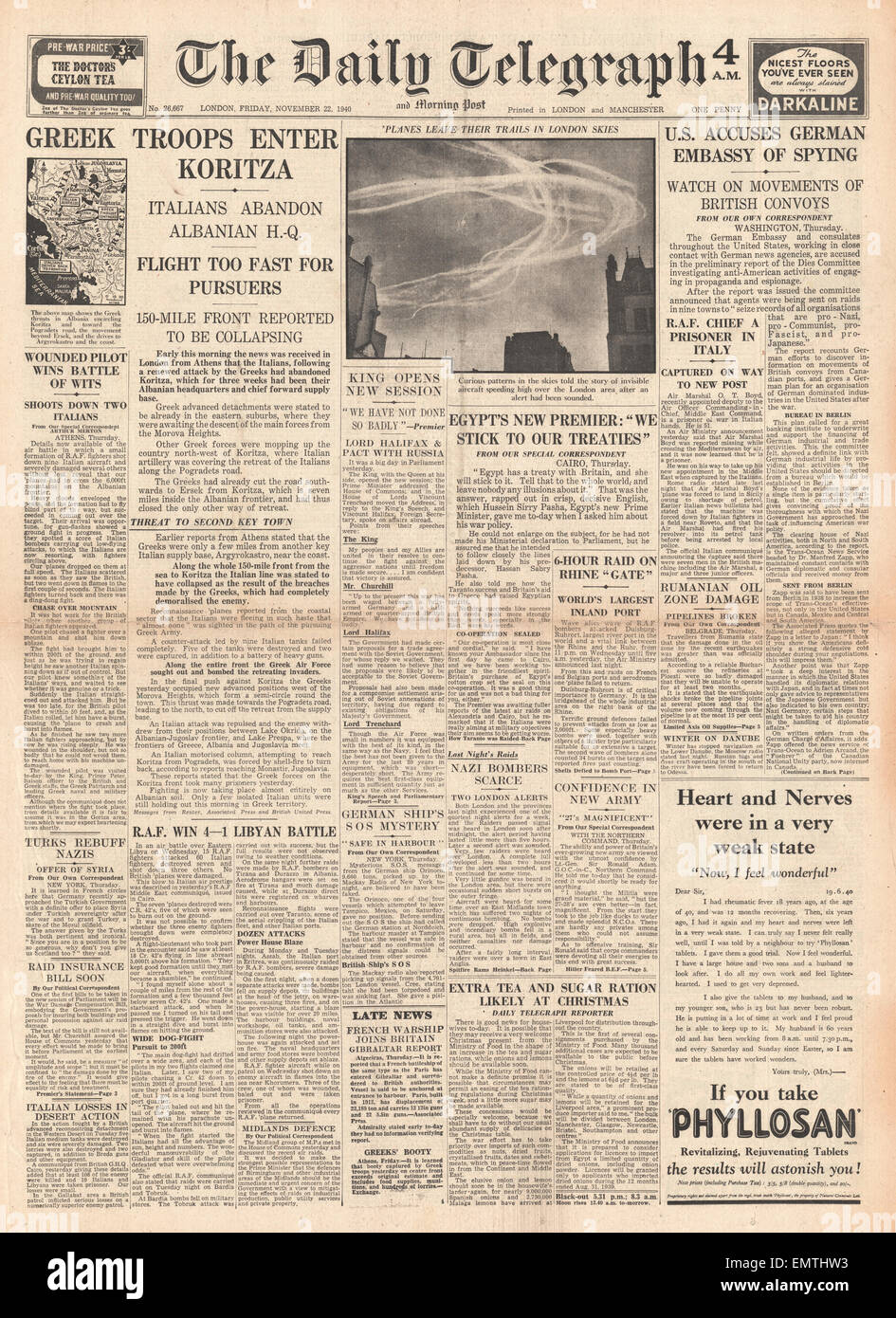 1940 Daily Telegraph Front Page High Resolution Stock Photography and ...
