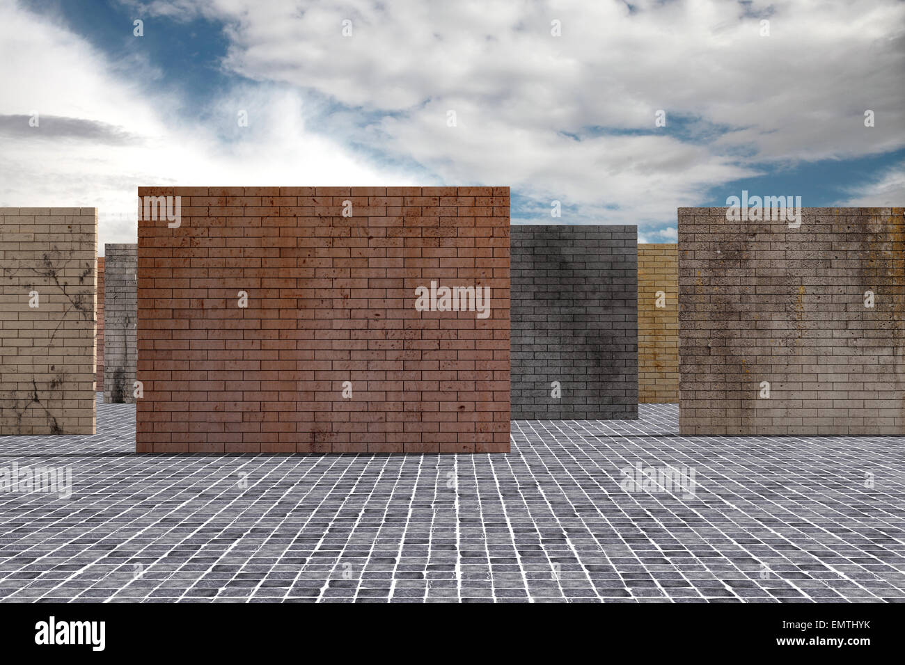 3d rendering of some old and dirty brick walls Stock Photo - Alamy
