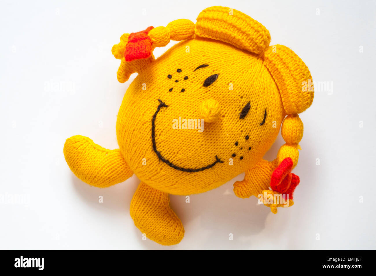 Knitted doll - Little Miss Sunshine isolated on white background ...