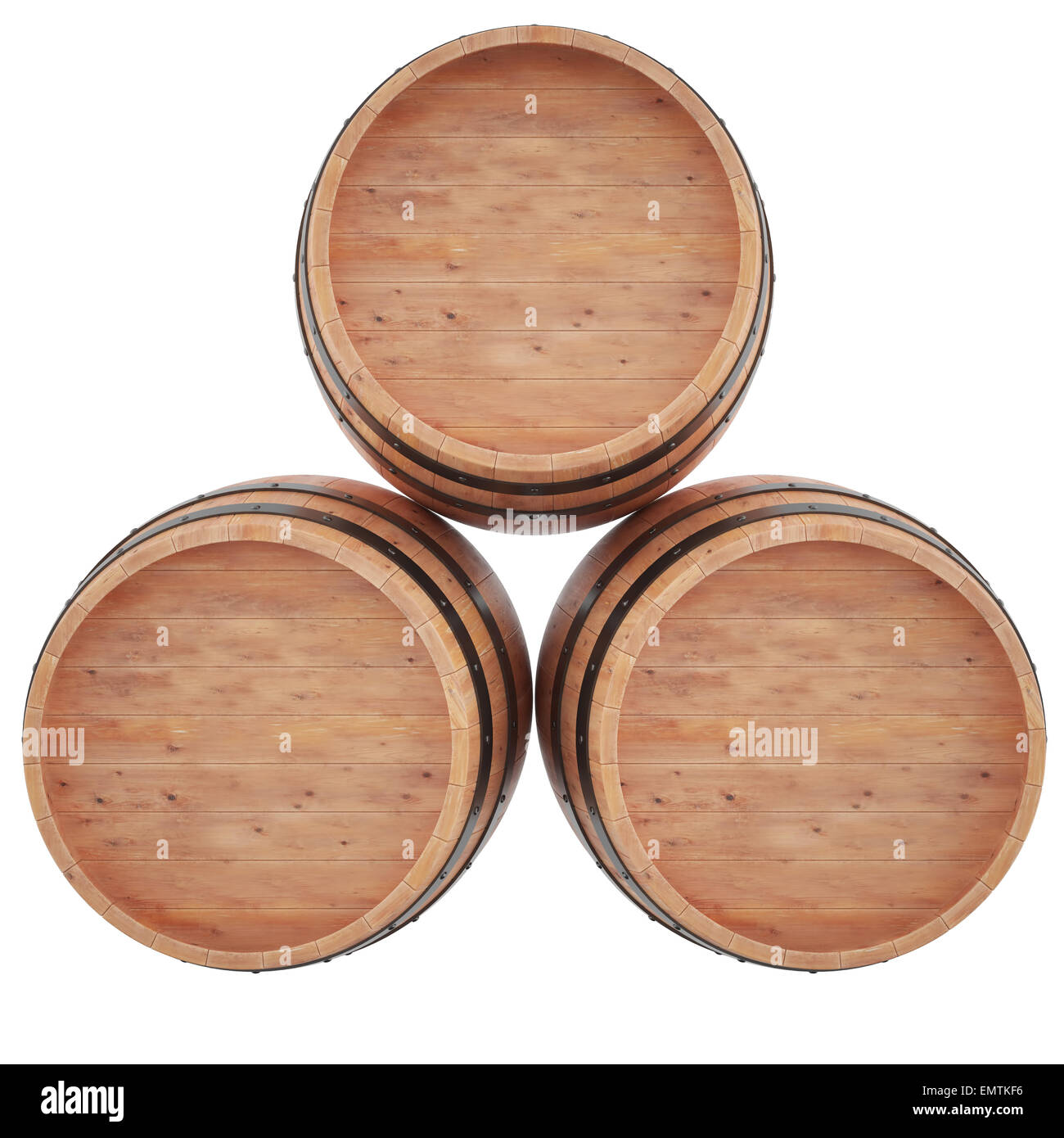 Set Wine, beer, whiskey, rum, barrel top view of isolation on a white ...