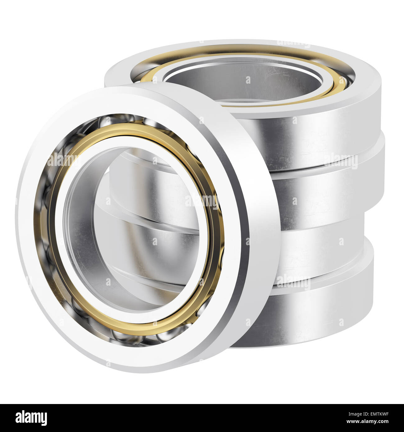 Stack isolated realistic bearings on a white background with light ...