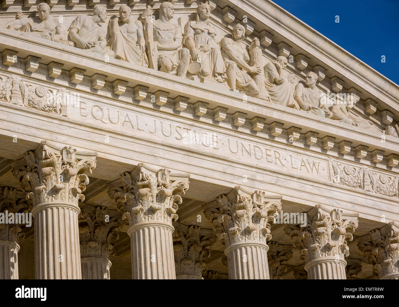 WASHINGTON, DC, USA - Equal Justice Under Law phrase engraved on front ...