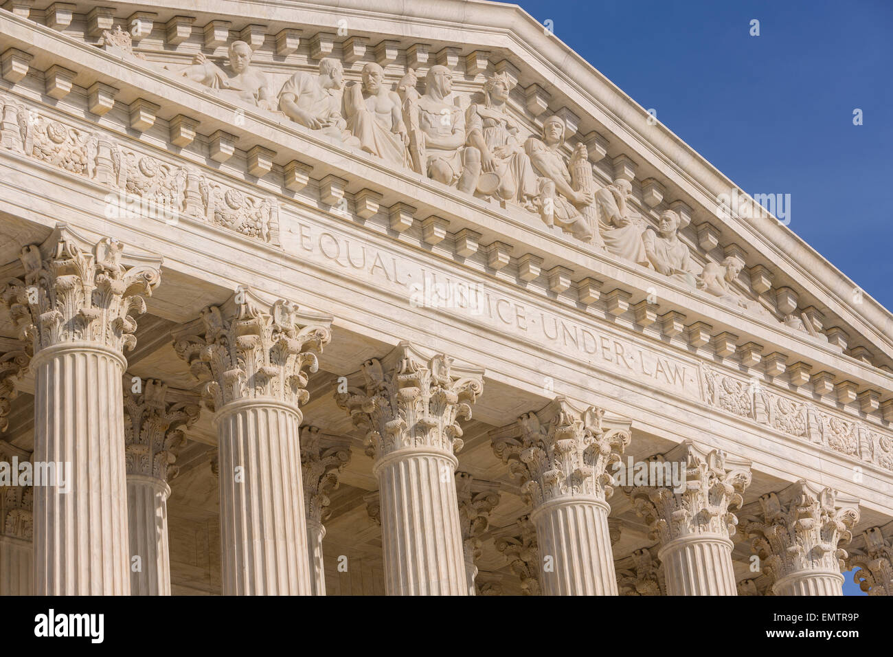 WASHINGTON, DC, USA - Equal Justice Under Law phrase engraved on front ...