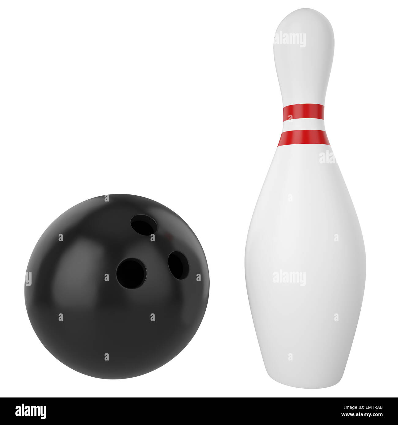 Pin and bowling ball isolated on white background Stock Photo - Alamy