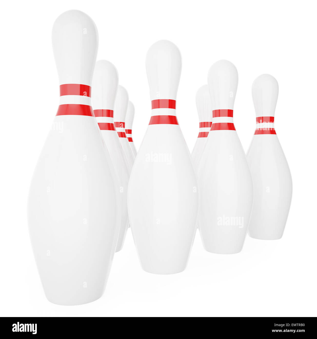 Bowling pins with red stripes isolated on white background Stock Photo ...