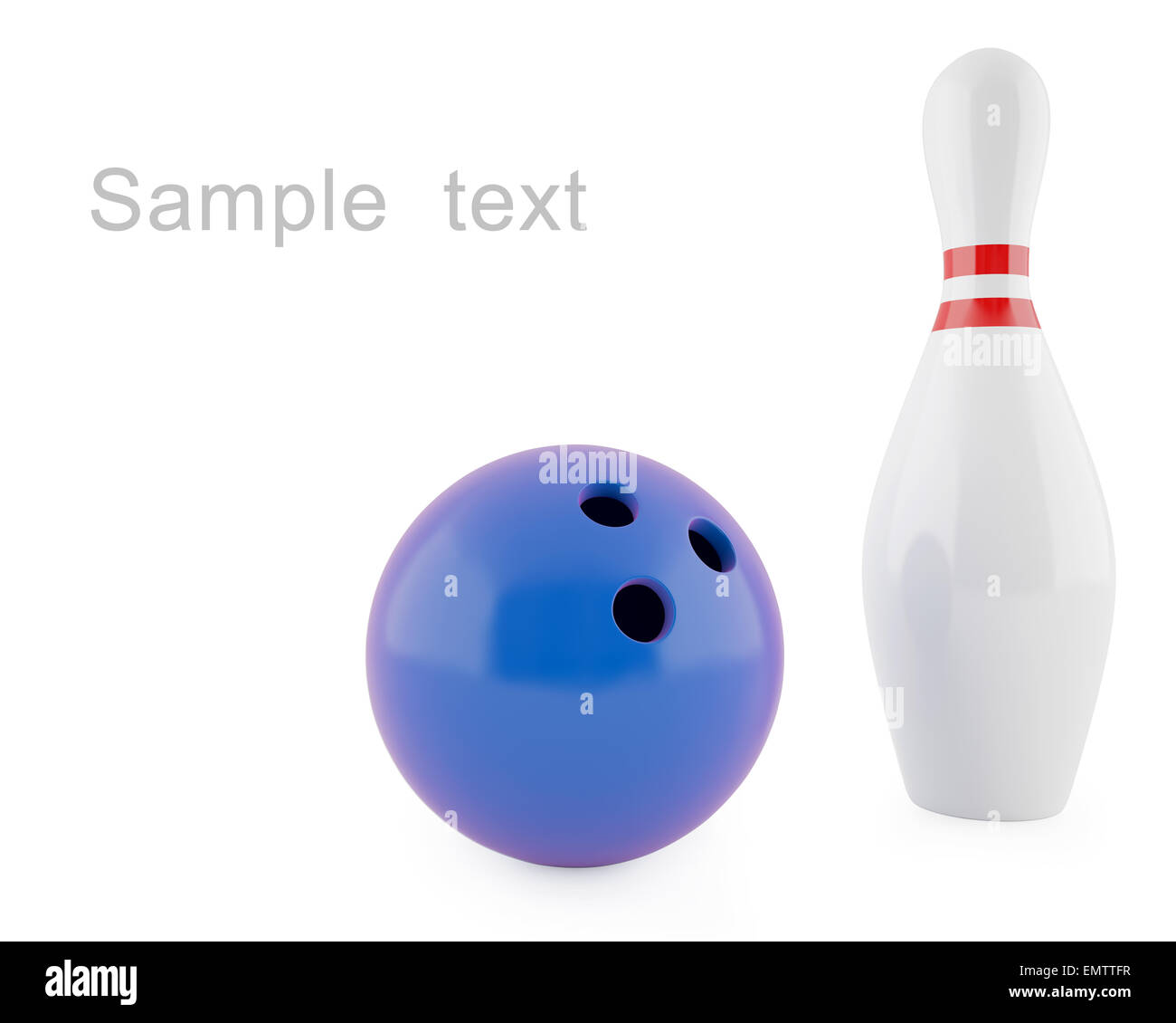 Pin for bowling with blue ball isolated on white background Stock Photo ...