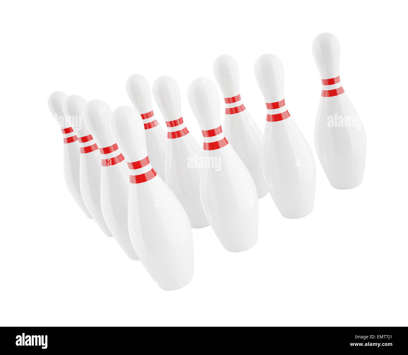 Bowling pins with red stripes isolated on white background Stock Photo ...