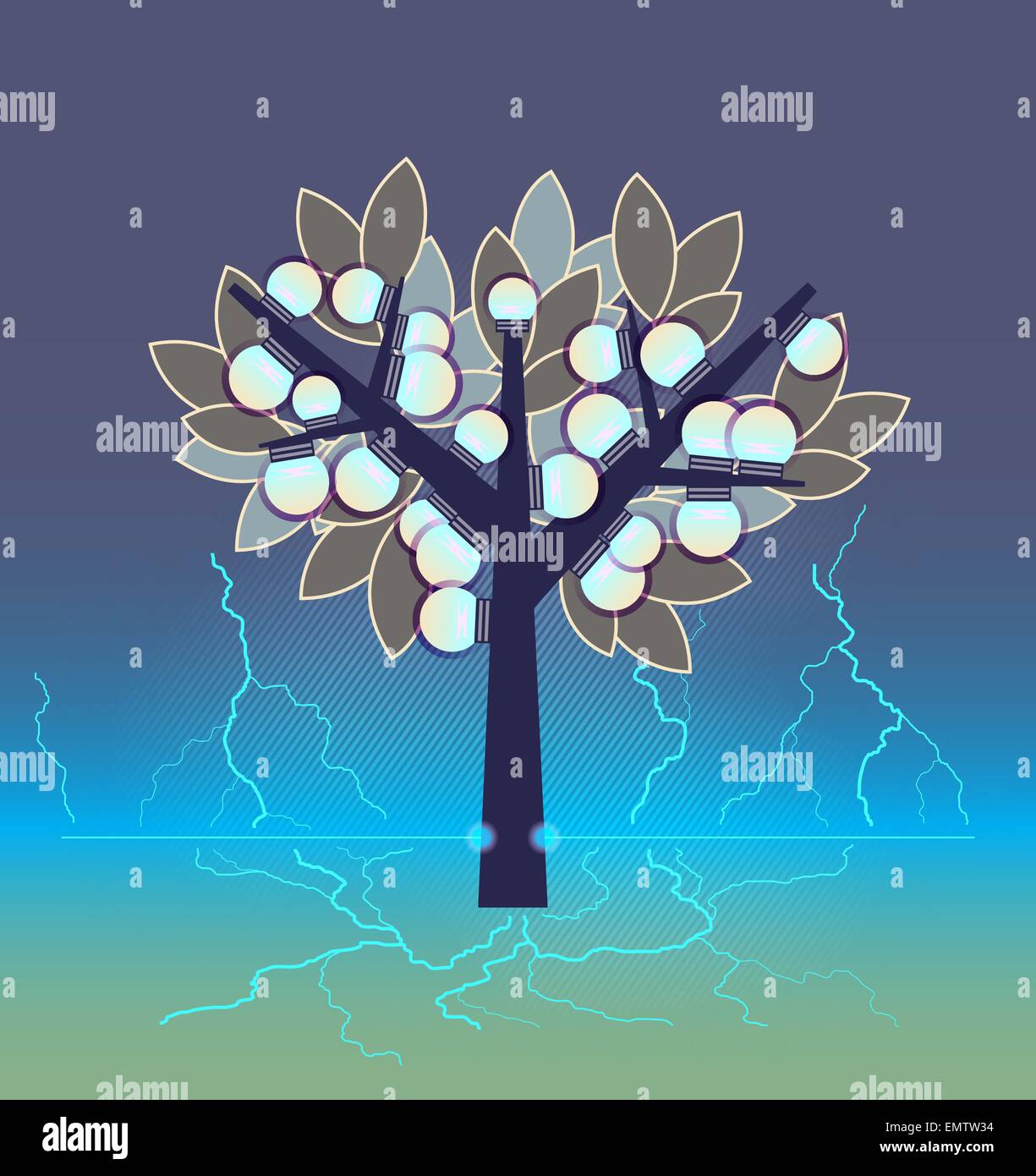 Artificial electrical tree. Green energy ecology concept Stock Vector ...