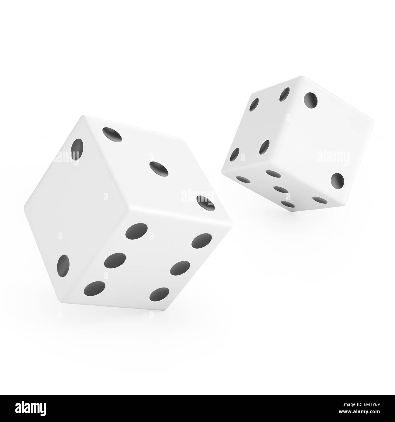 Thrown white dice Stock Photo - Alamy