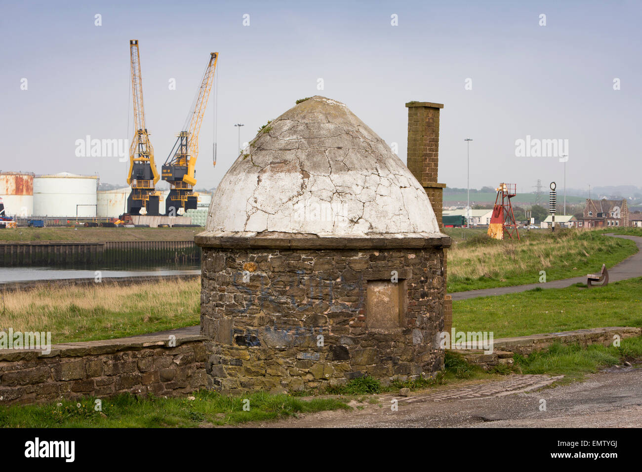 UK, Cumbria, Workington, harbour, Billy Bumley’s Hut, domed roof ...