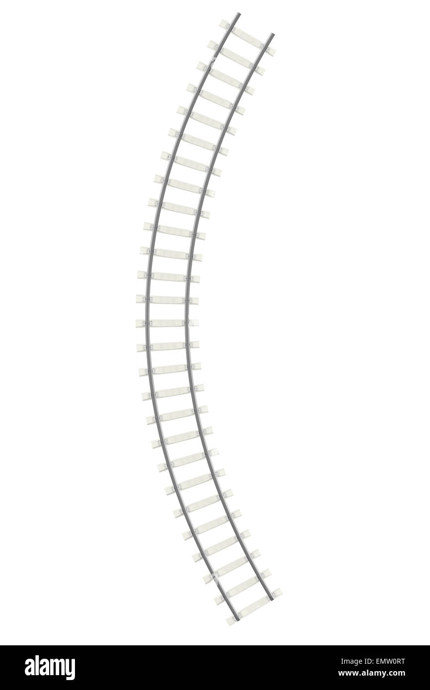 Curved railway isolated on white background Stock Photo - Alamy