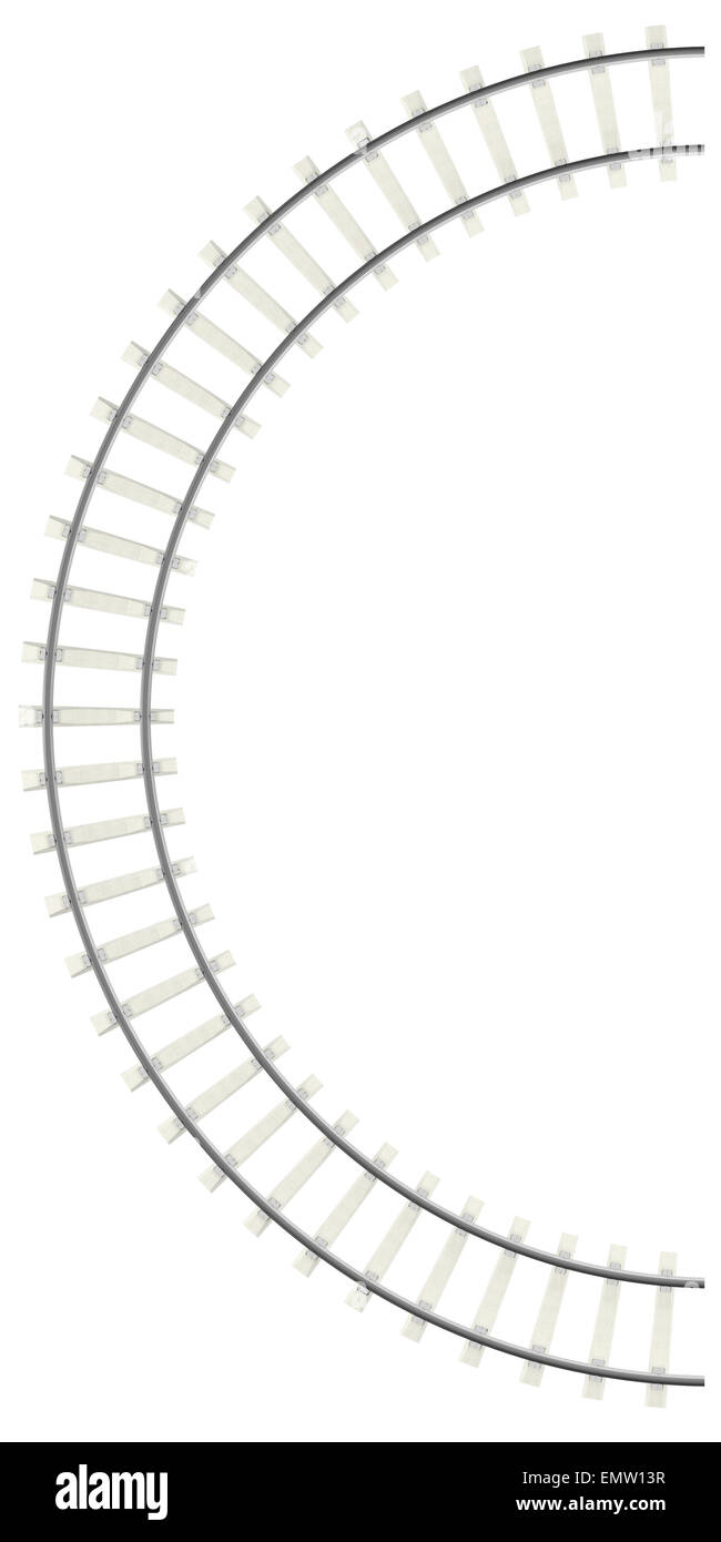 Curved railway isolated on white background Stock Photo - Alamy