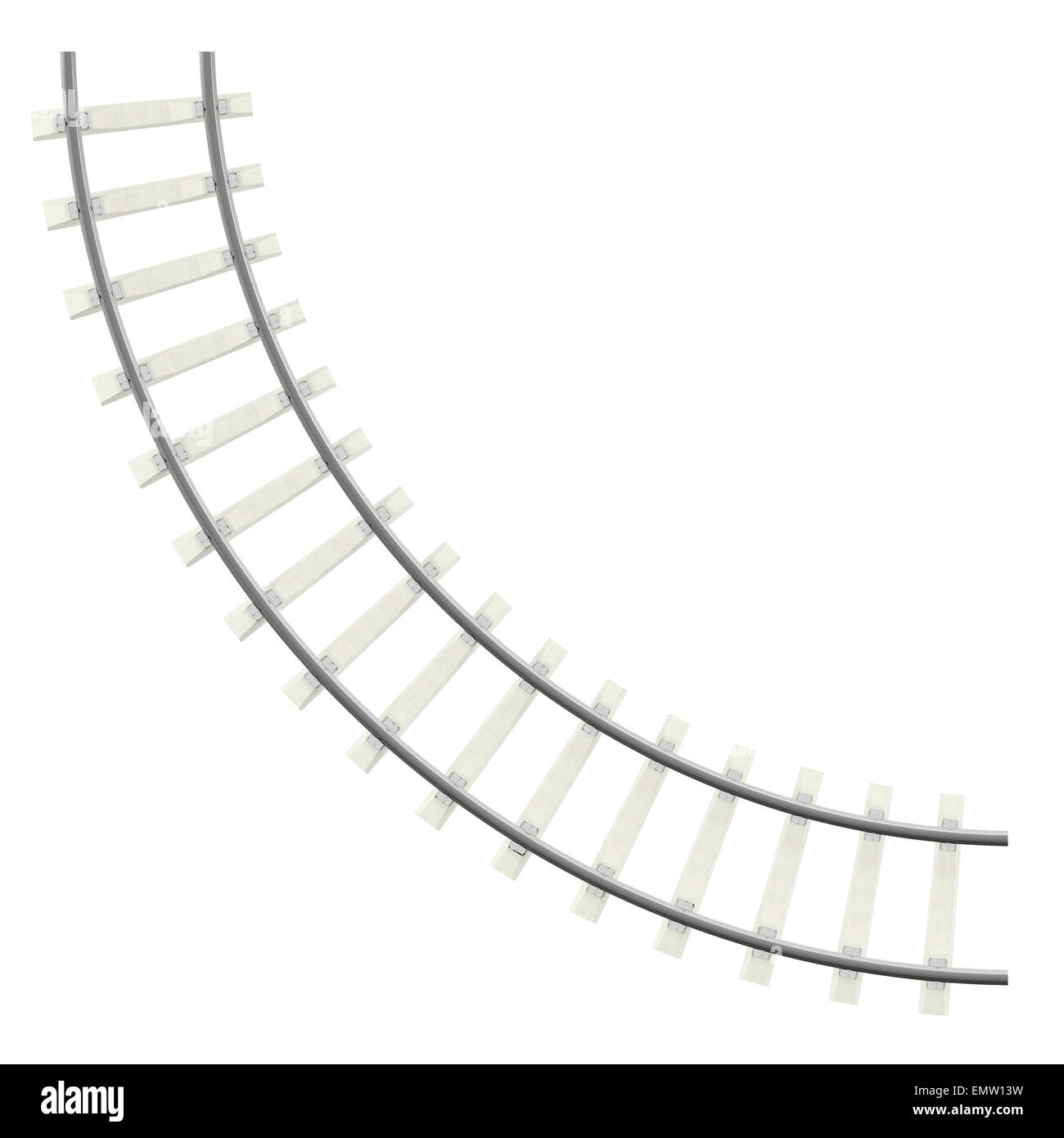 Curved railway isolated on white background Stock Photo - Alamy