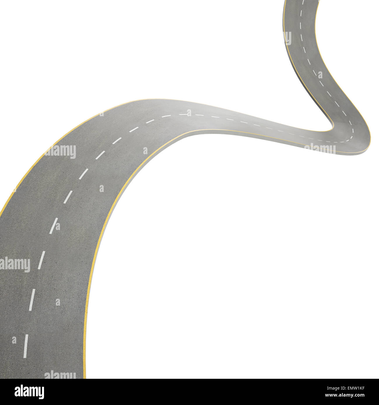 illustration of a curving, bending road, isolated on white background ...