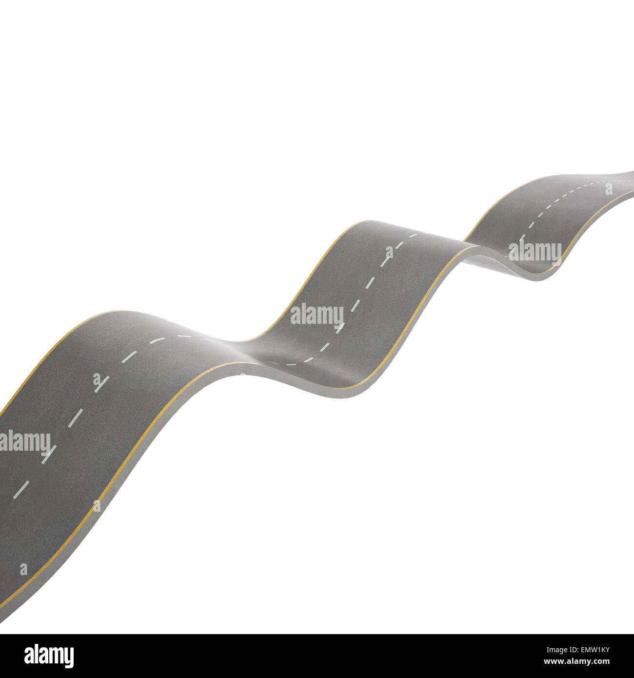 illustration of a curving, bending road, isolated on white background ...