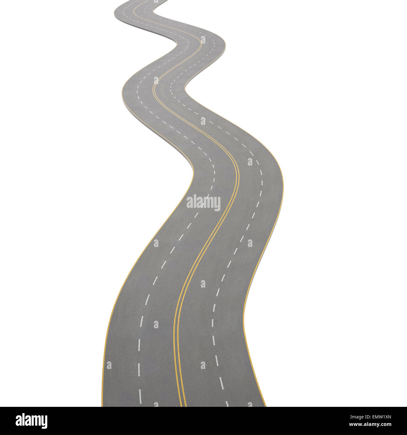 illustration of a curving, bending road, isolated on white background ...