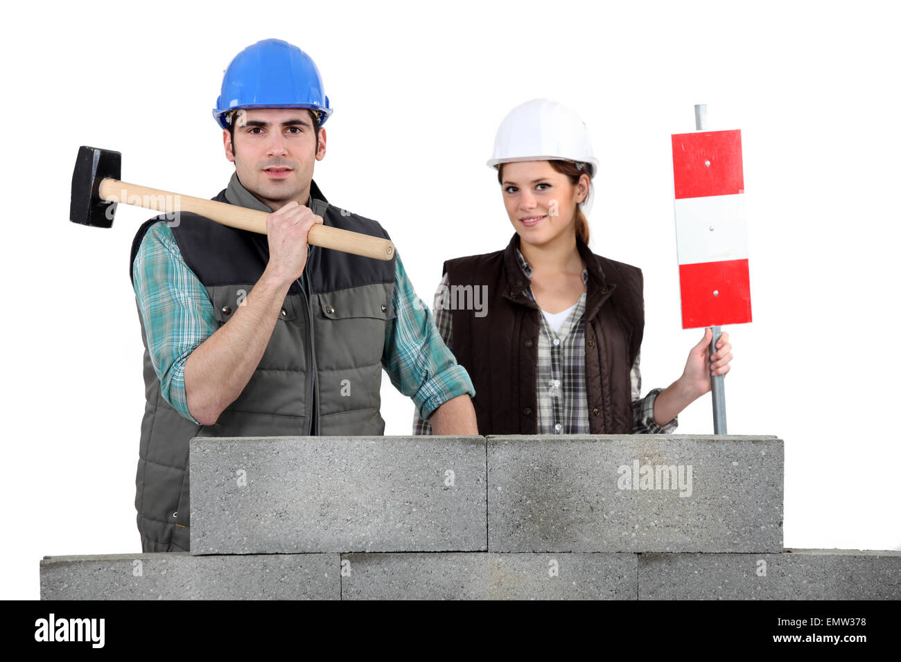 Man and woman masons Stock Photo - Alamy