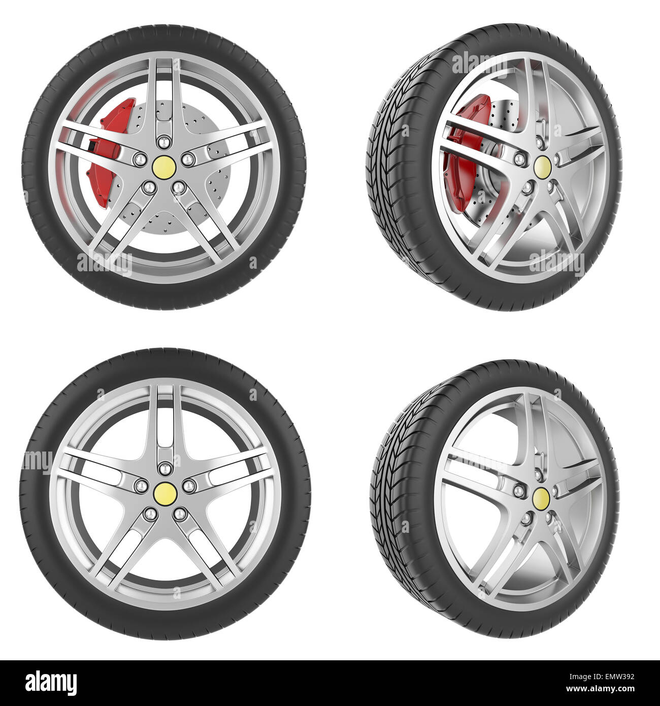 Set of car wheels Stock Photo - Alamy