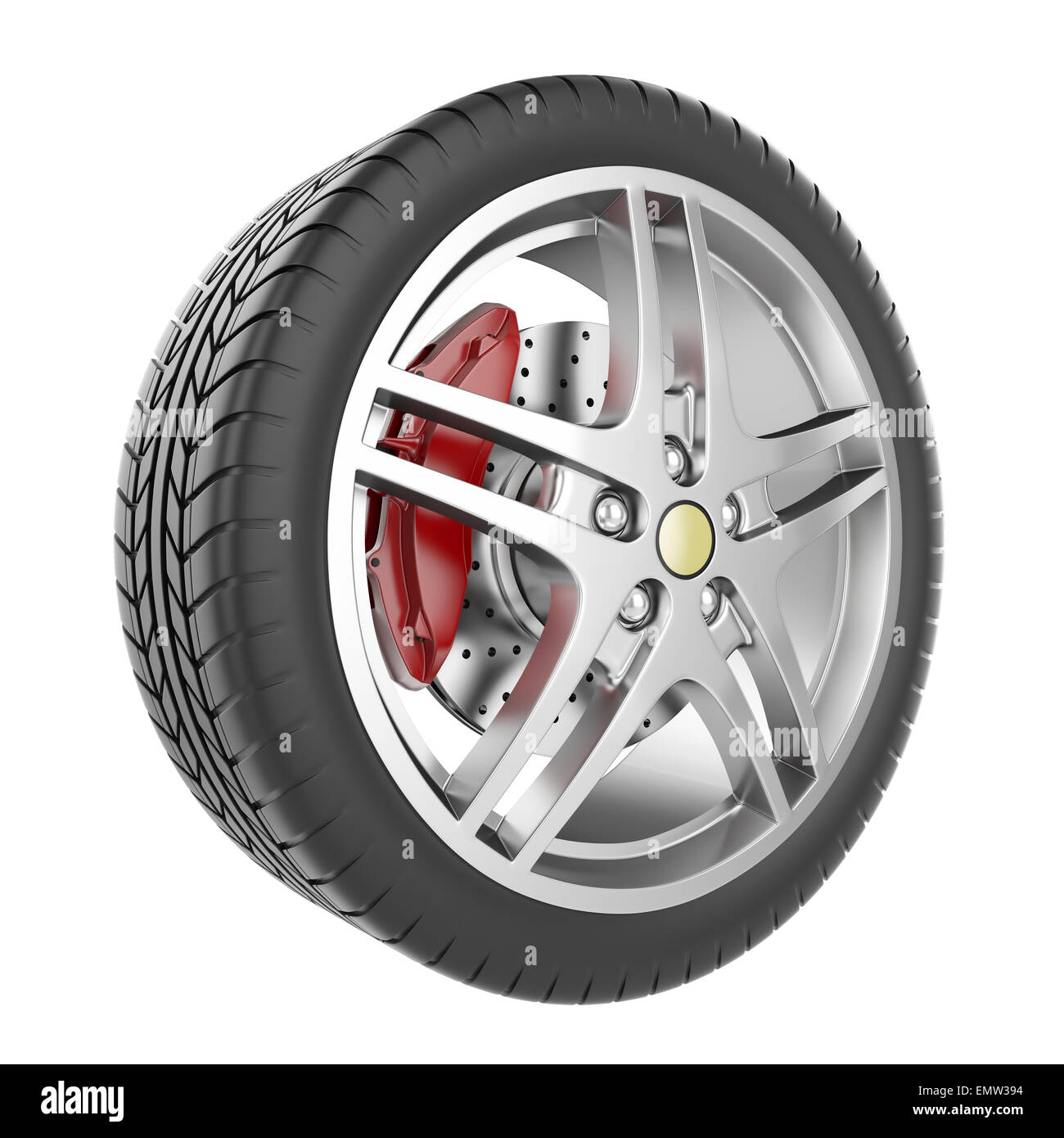 Sport car wheel isolated on a white background Stock Photo - Alamy