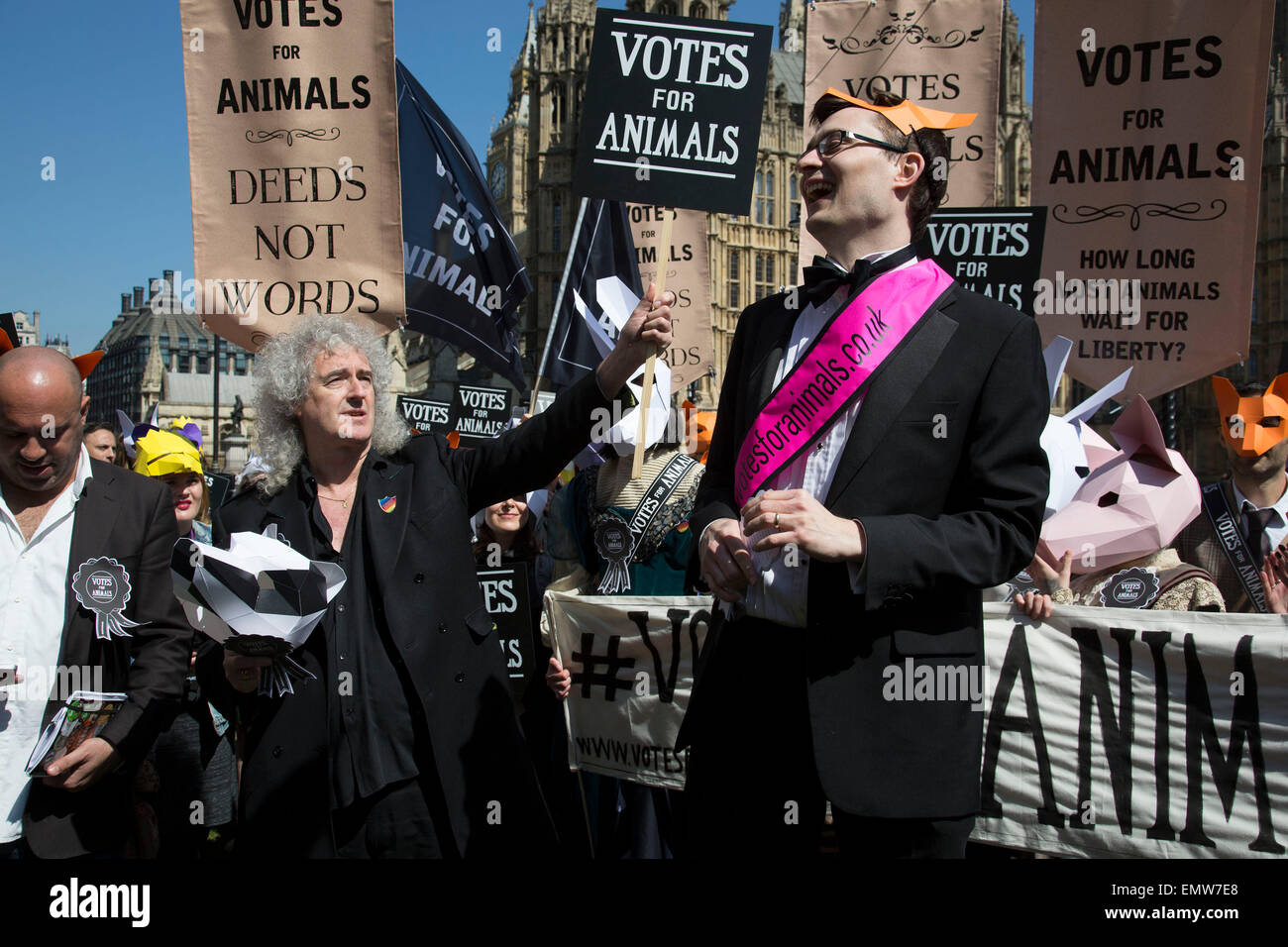 London, UK, 23rd April 2015. Campaigners speak as Brian May looks on at ...