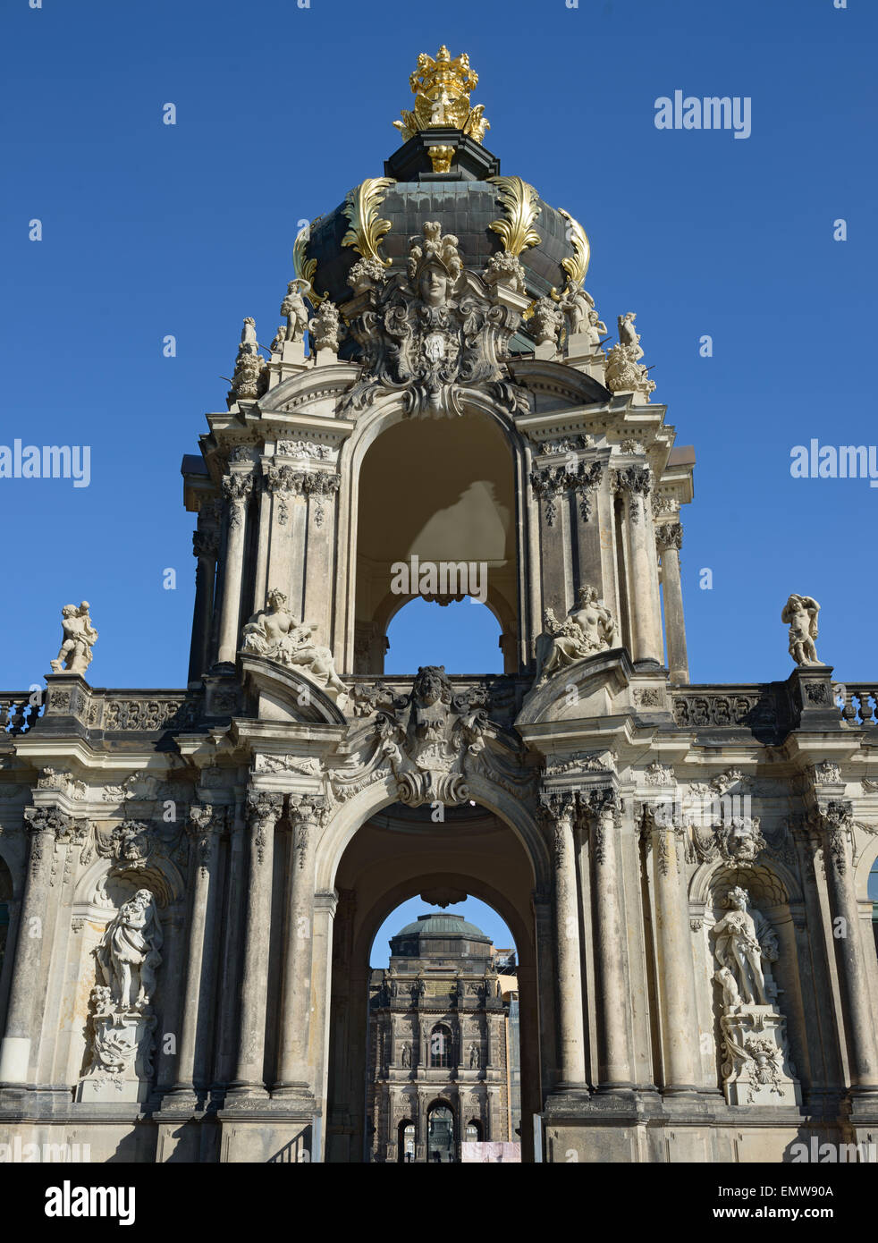 Crown Gate, the Baroque arched tower of main entrance in Zwinger ...