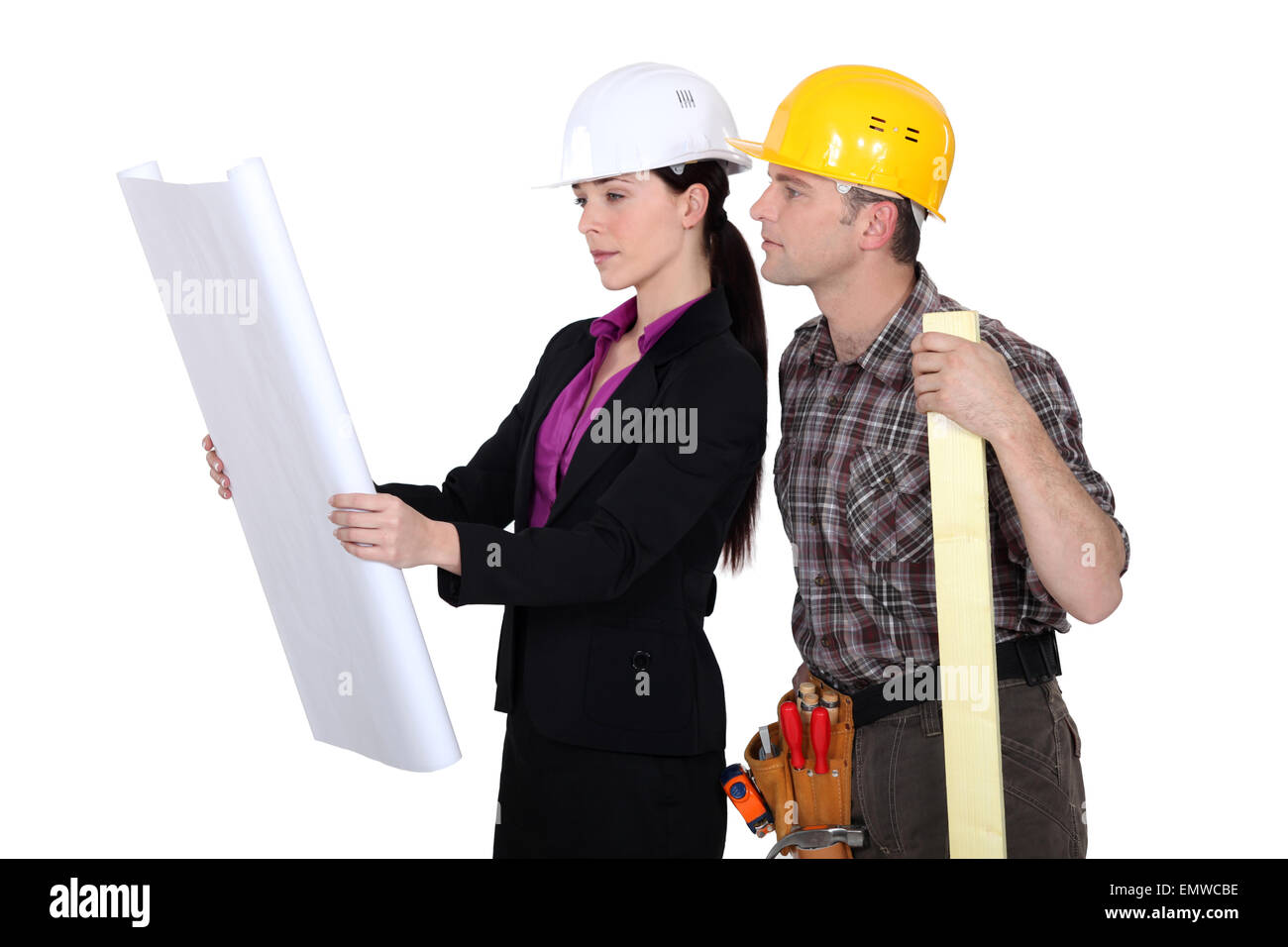 Builder and architect Stock Photo - Alamy