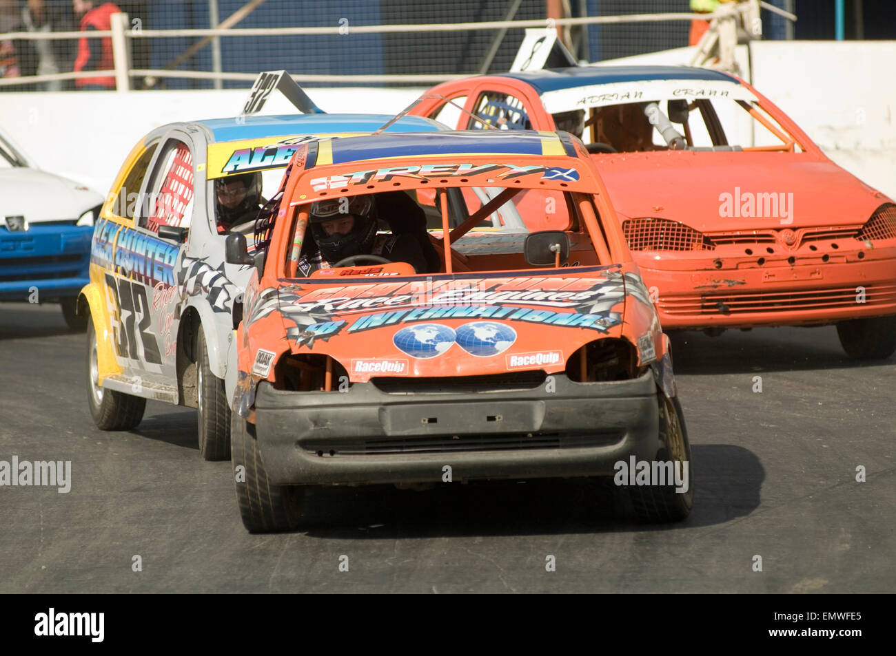 vauxhall corsa's competing in a hot rod stock car race Stock Photo - Alamy