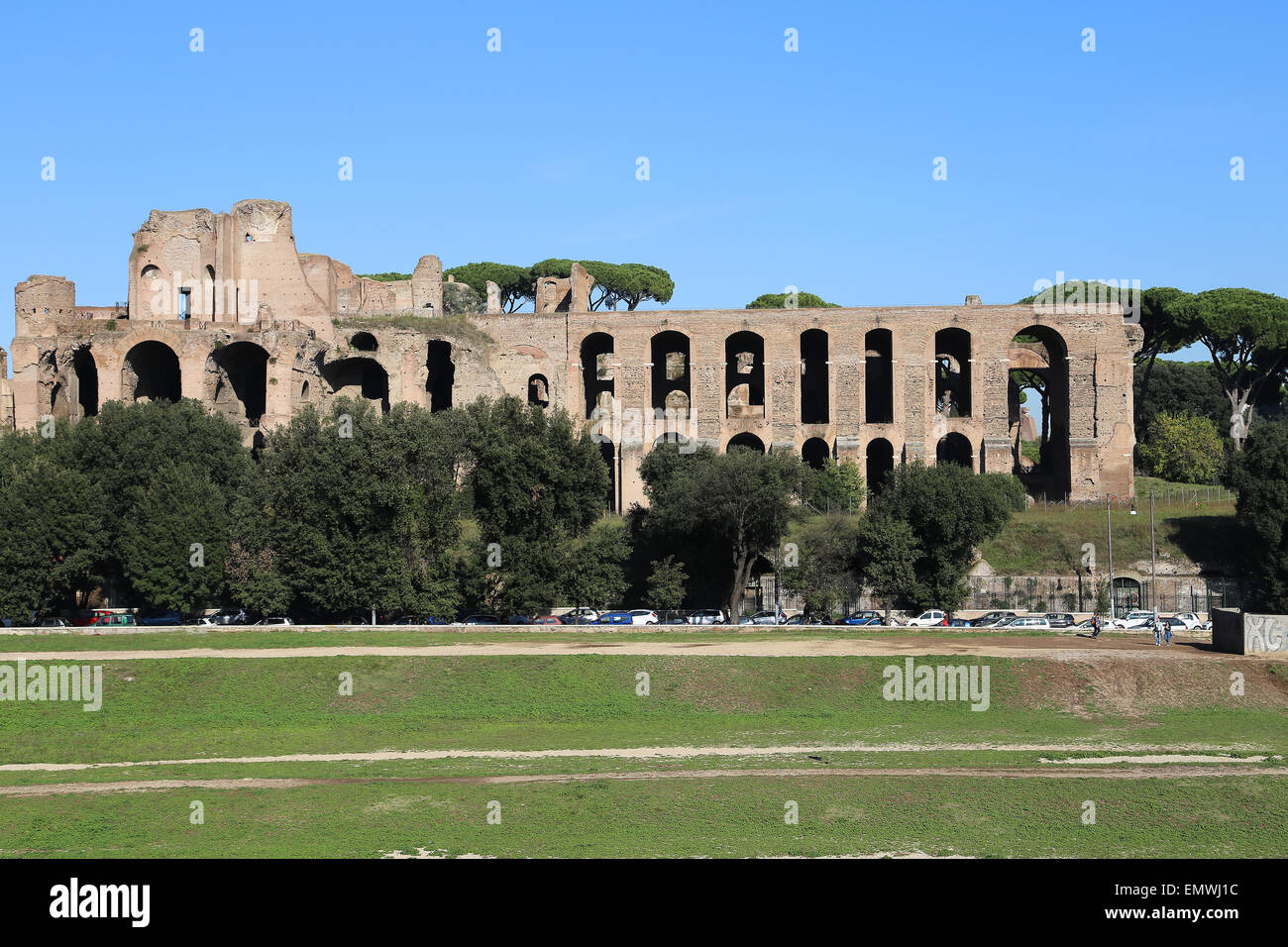 Italy. Rome. Circus Maximus. Ancient Roman chariot racing stadium. View ...