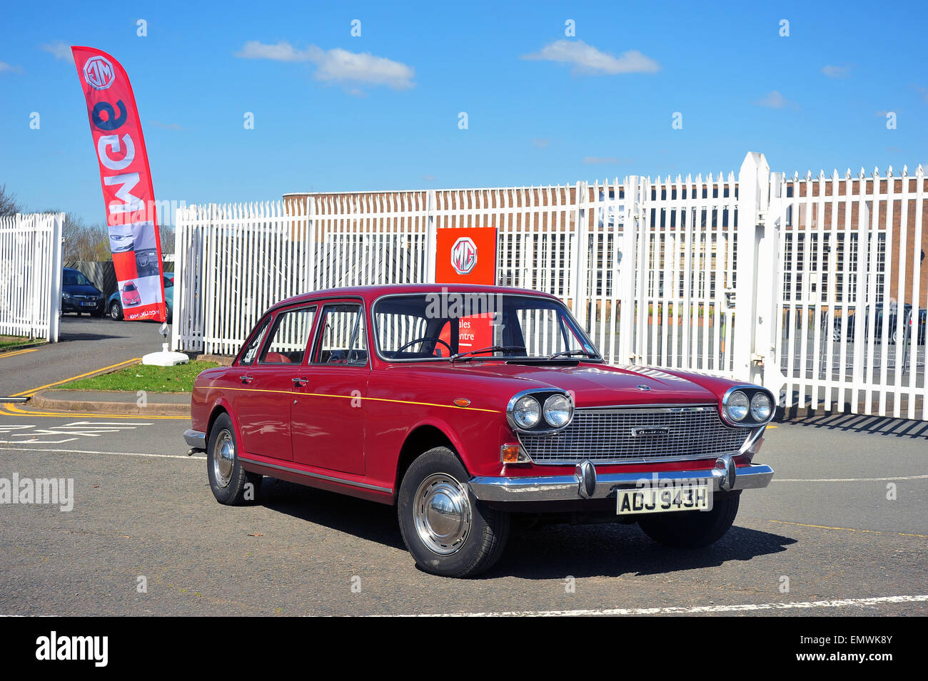 An Austin 3 litre classic car parked in front of the Longbridge plant ...