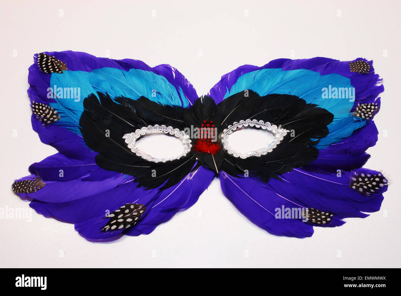 Blue and Black Feather Mask Stock Photo - Alamy