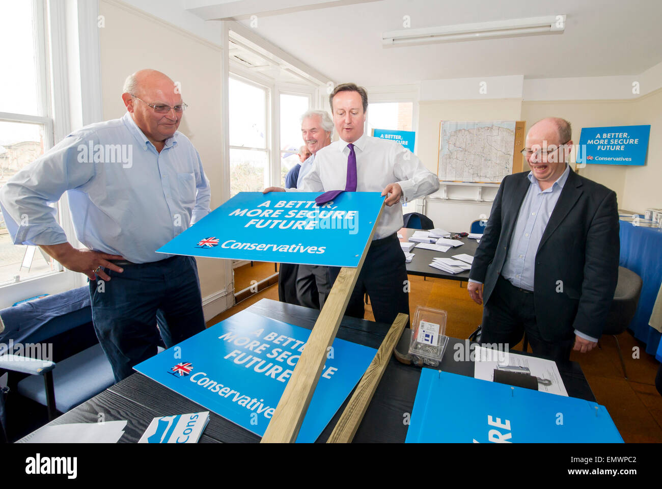 Prime Minister David Cameron helping out in the Barnstaple Conservative ...