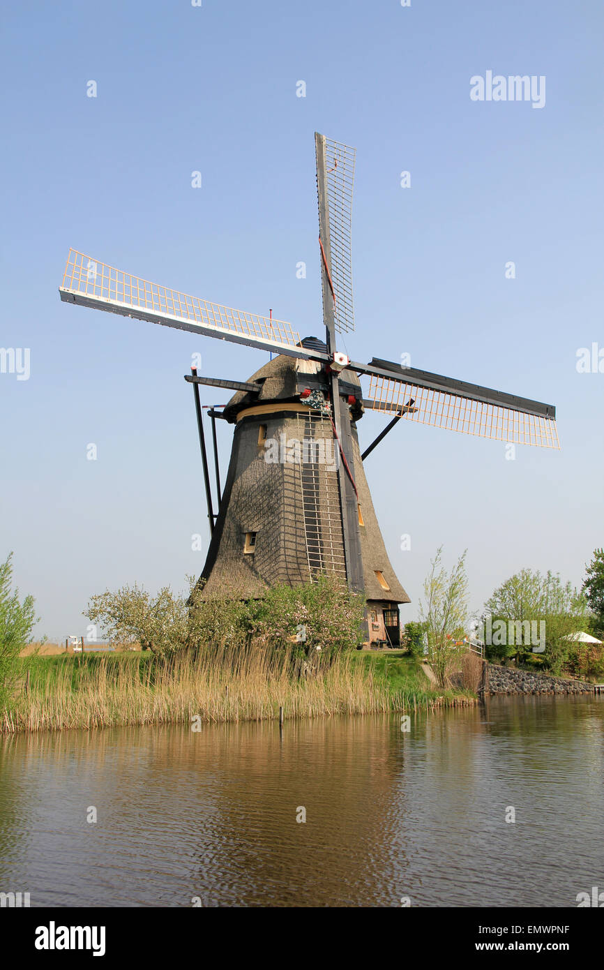 The Dutch windmill. Dutch countryside landscape with the windmill on ...