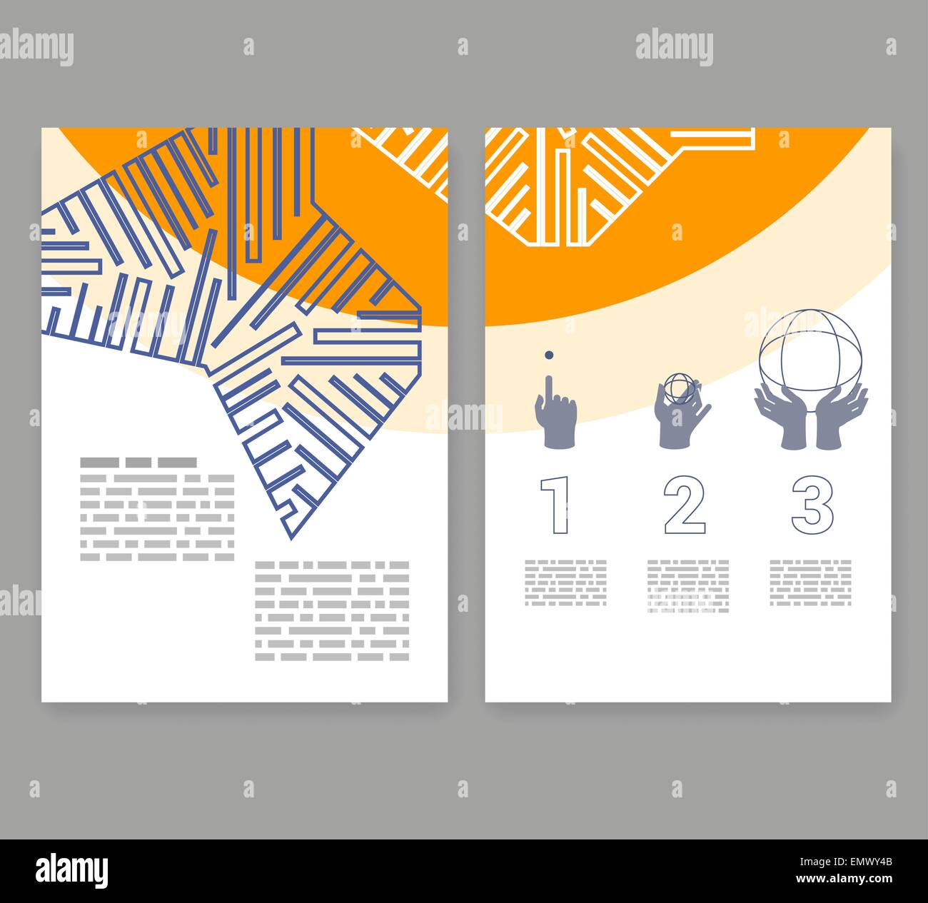 Flyer, leaflet, booklet layout. Editable design template. A4 2-fold brochure with abstract ...