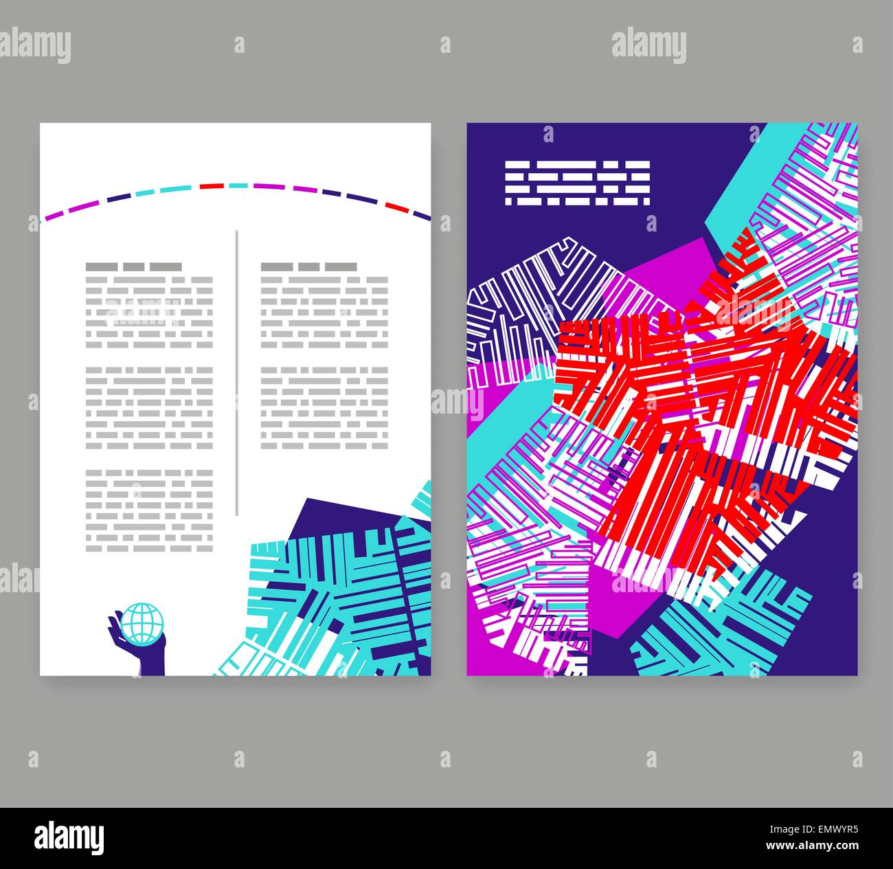 Flyer, leaflet, booklet layout. Editable design template. A4 2-fold brochure with abstract ...