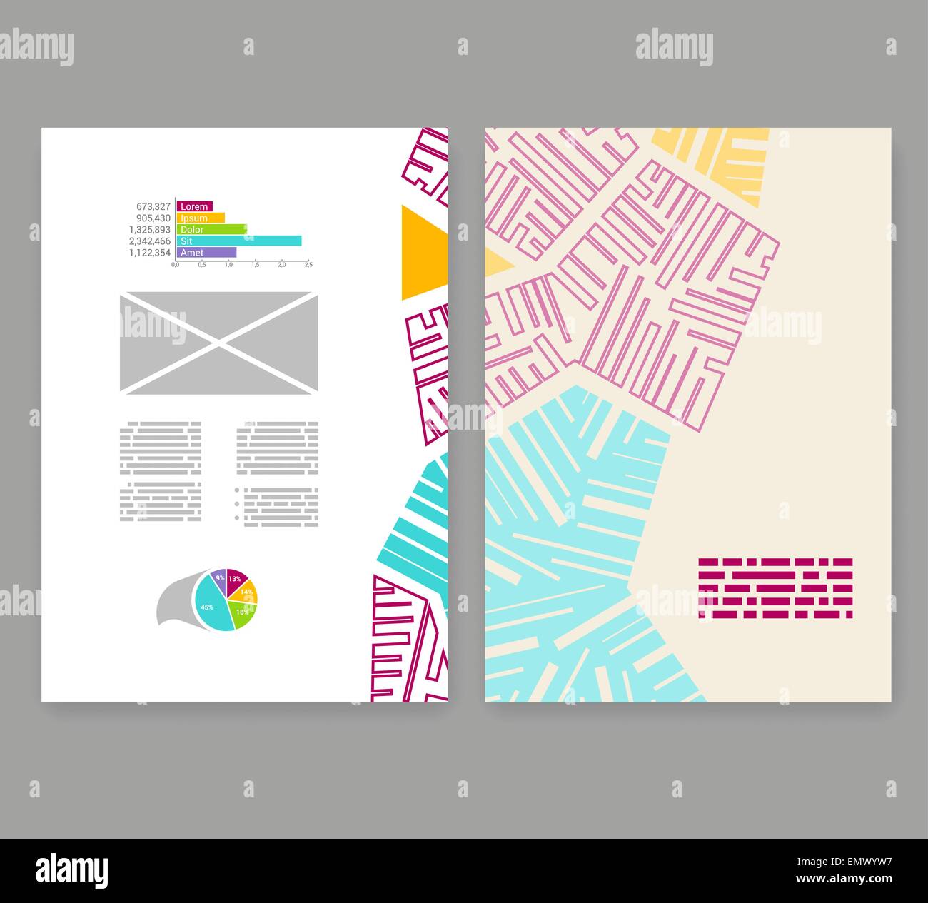 Flyer, leaflet, booklet layout. Editable design template. A4 2-fold brochure with abstract ...