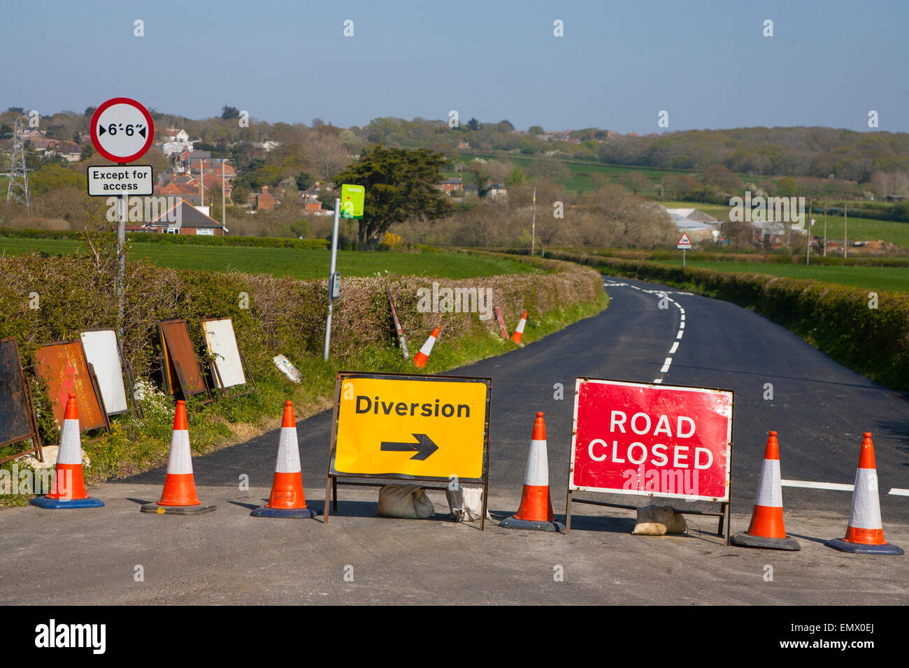Palance Road Northwood closed for resurfacing work. Road signs ...