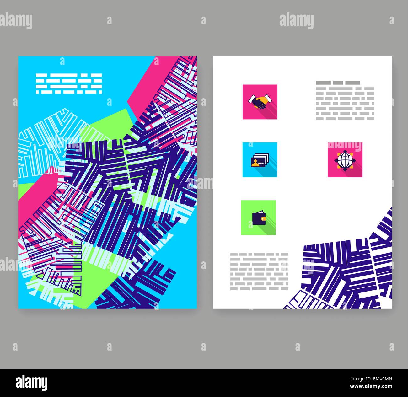 Flyer, leaflet, booklet layout. Editable design template. A4 2-fold brochure with abstract ...
