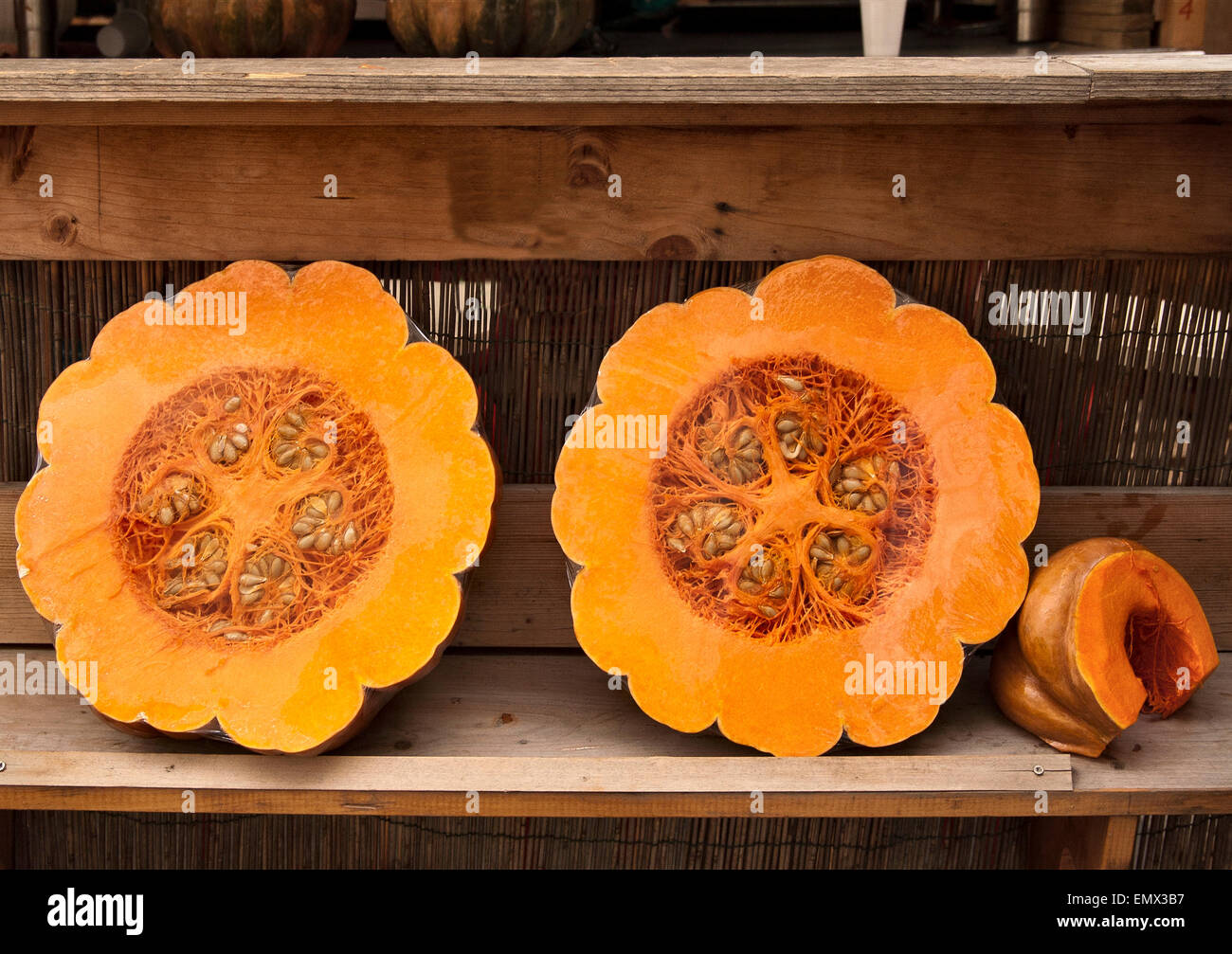 two half of an orange pumpkin Stock Photo - Alamy