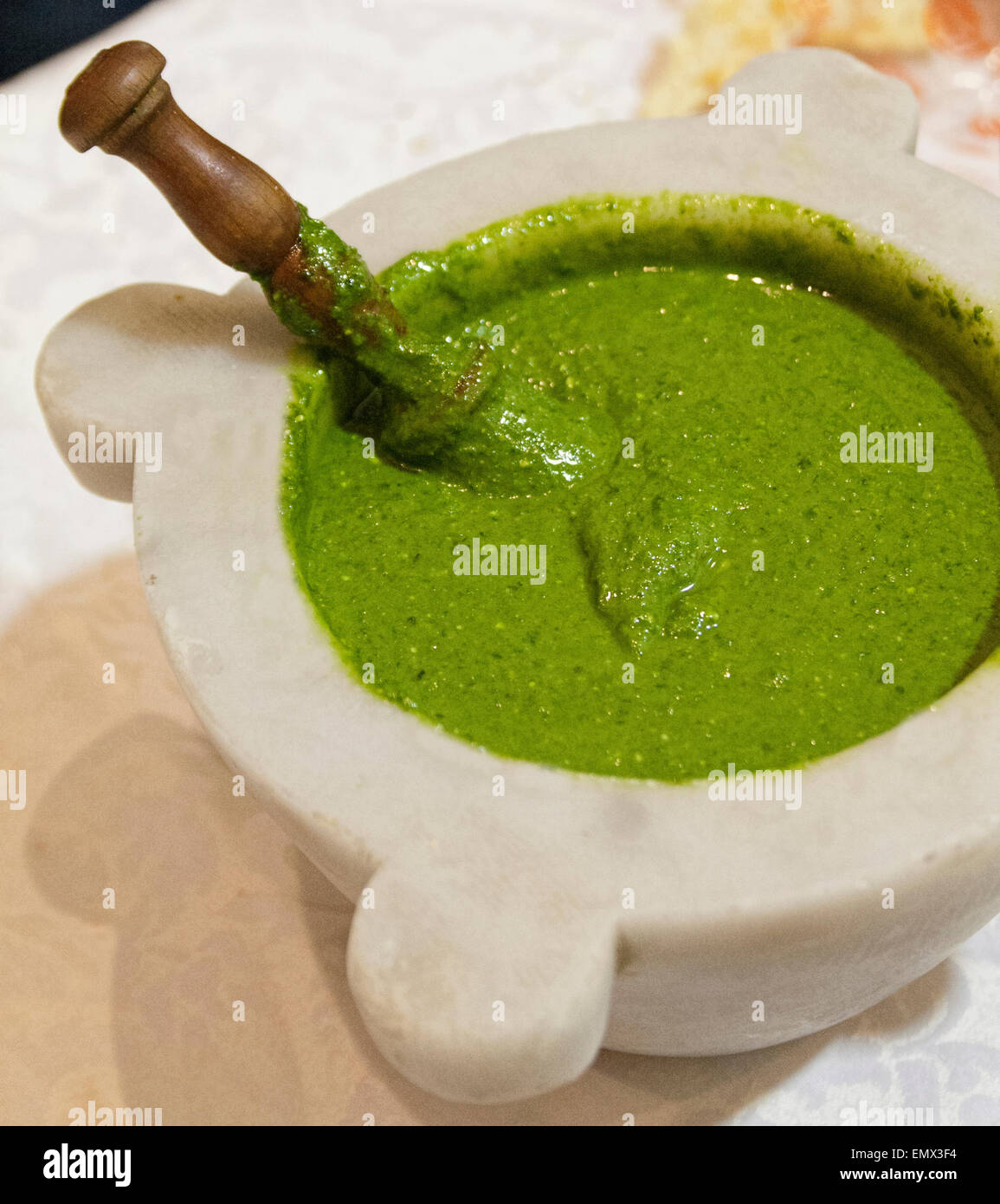 genuine ligurian basil pesto Stock Photo - Alamy