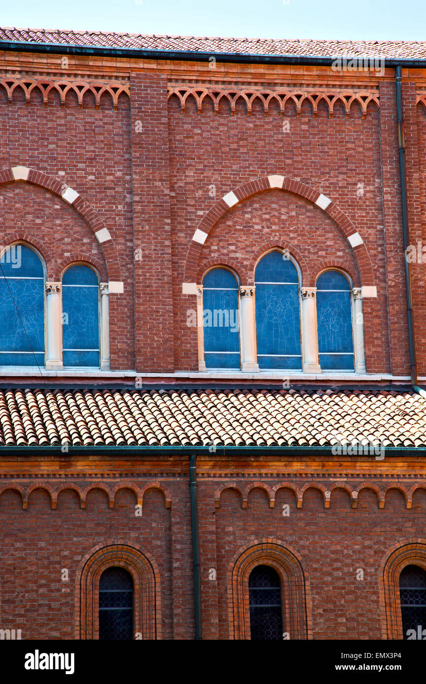 italy lombardy in the castellanza old church closed brick tower wall ...