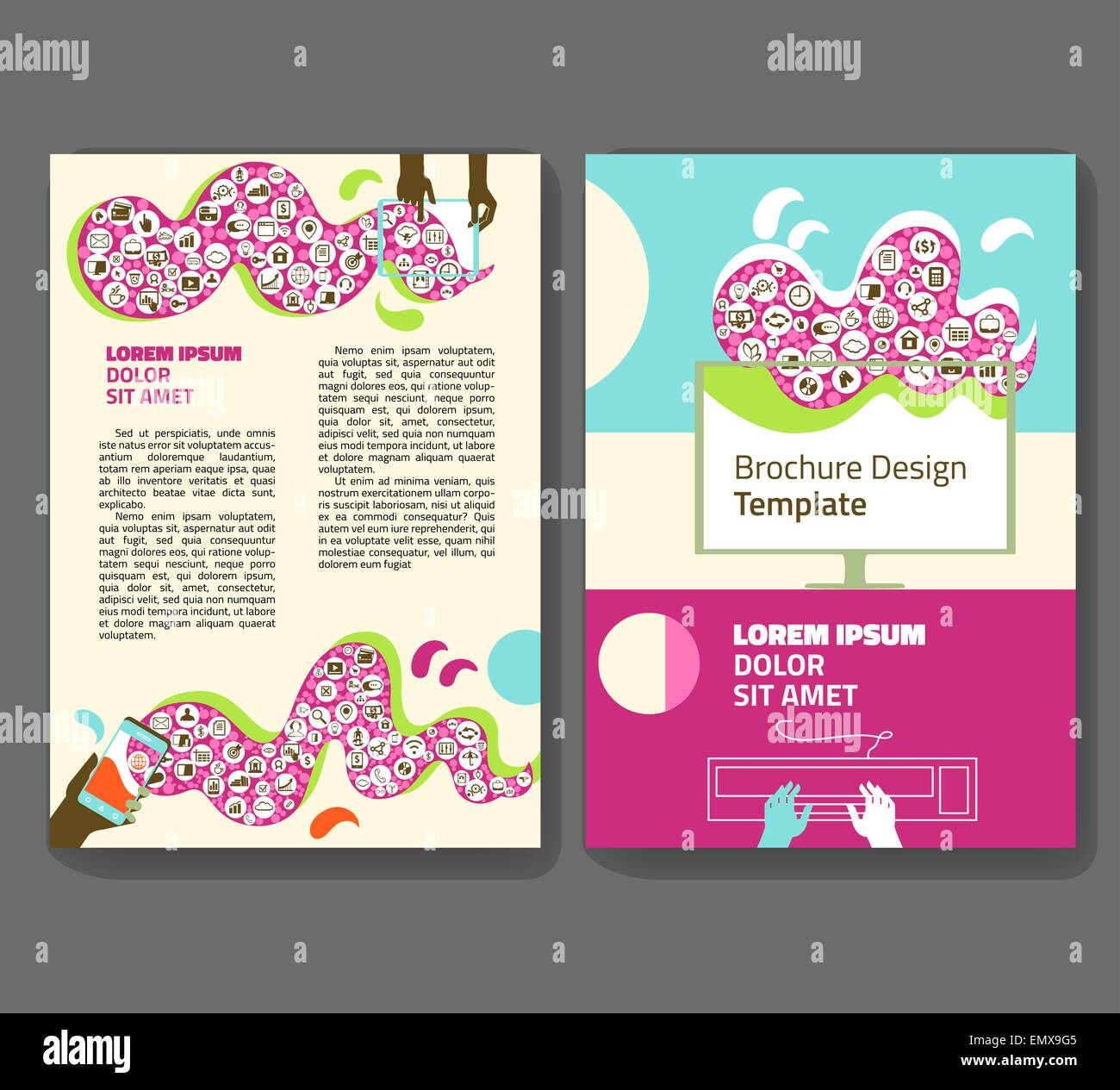 Flyer, leaflet, booklet layout. Editable design template A4 two sides Stock Vector Image & Art ...