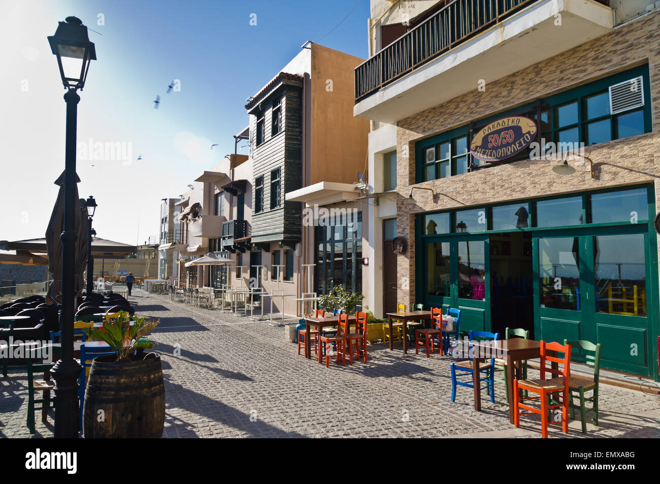 Morning at the old Rhetymno harbour, island of Crete Stock Photo - Alamy