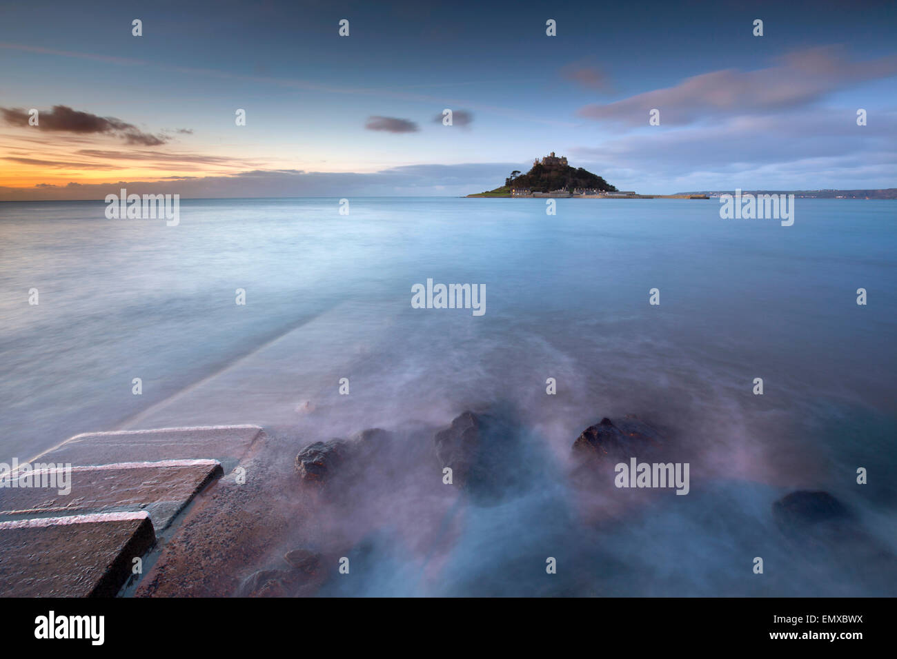 St Michael's Mount Dawn From Marazion; Cornwall; UK Stock Photo - Alamy